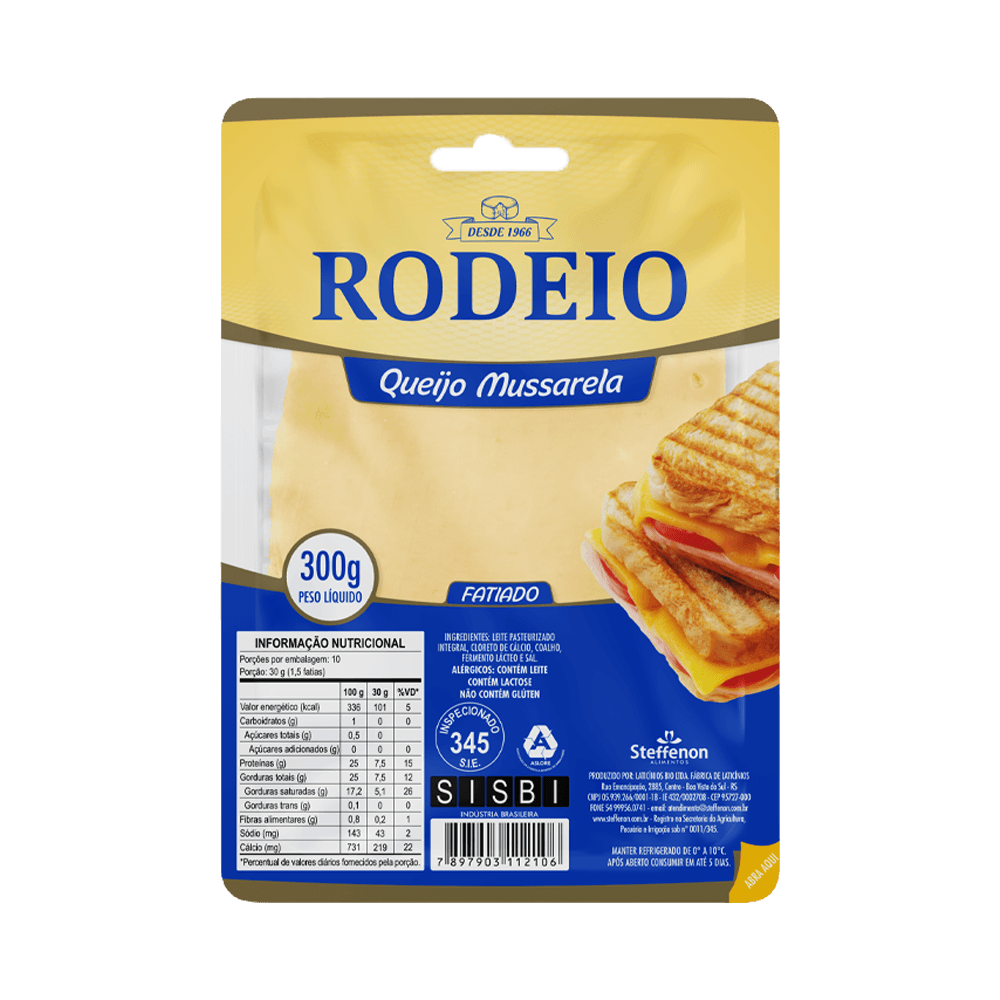 Queijo Rodeio Mussarela Fatiado 300g - Rissul Online